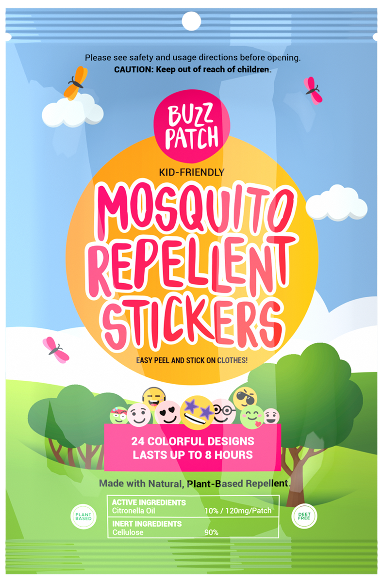 Kids Non-Toxic All Natural Mosquito Insect Repellent Stickers BUZZ PAT ...