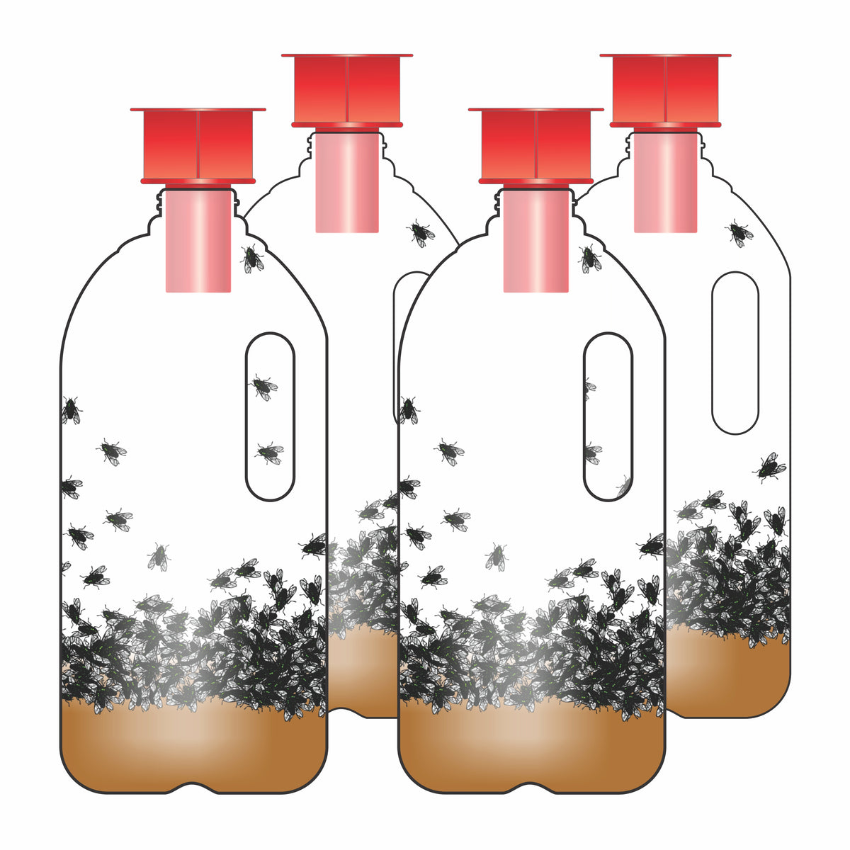 Outdoor Fly Traps - 4 Traps From Empty Bottles - 4 Tops With 4 Extra L ...