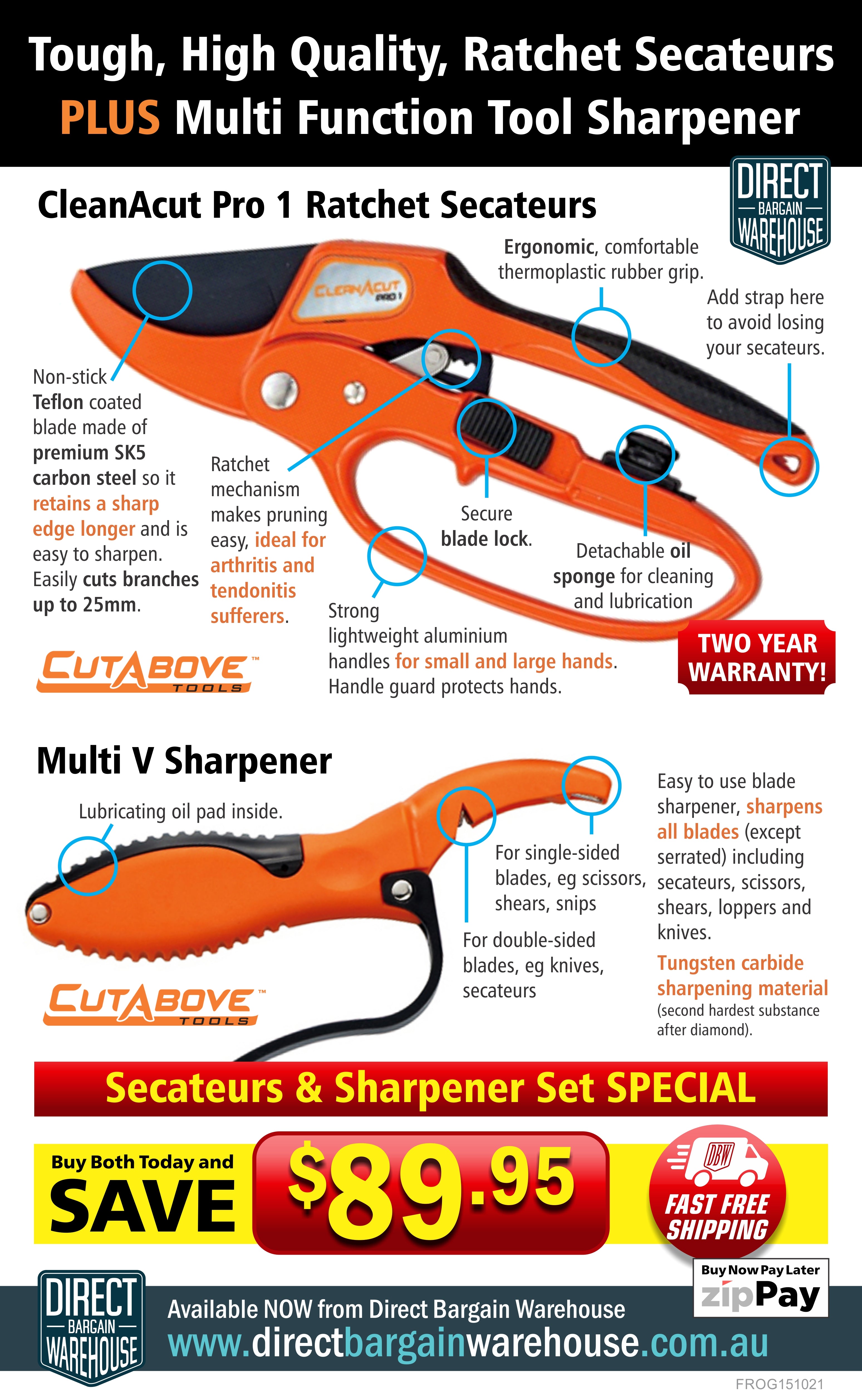 Secateur - CleanAcut Pro 1 Ratchet Secateurs With Multi Purpose Sharpe ...